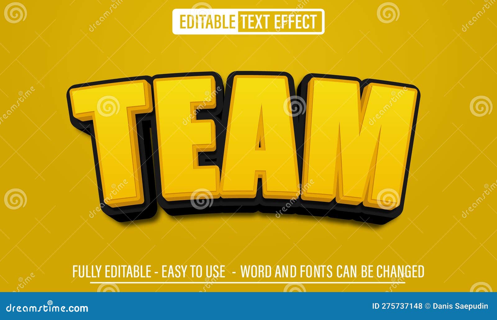 Team 3d Editable Text Effect Template Stock Vector - Illustration of ...