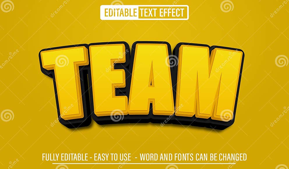 Team 3d Editable Text Effect Template Stock Vector - Illustration of ...