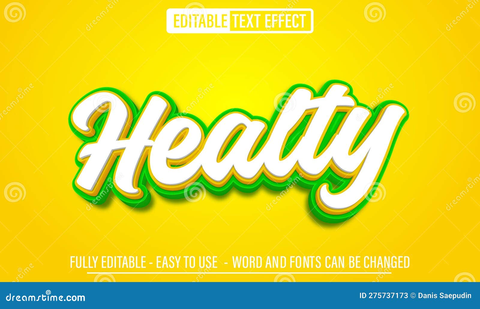 Healty 3d Editable Text Effect Template Stock Vector - Illustration of ...