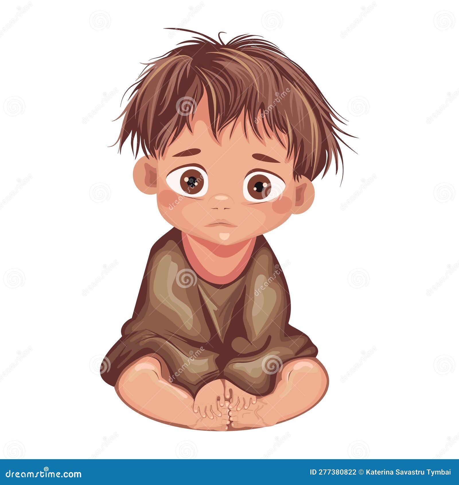 A Child is an Orphan. Vector Image of a Little Boy. Stock Vector ...