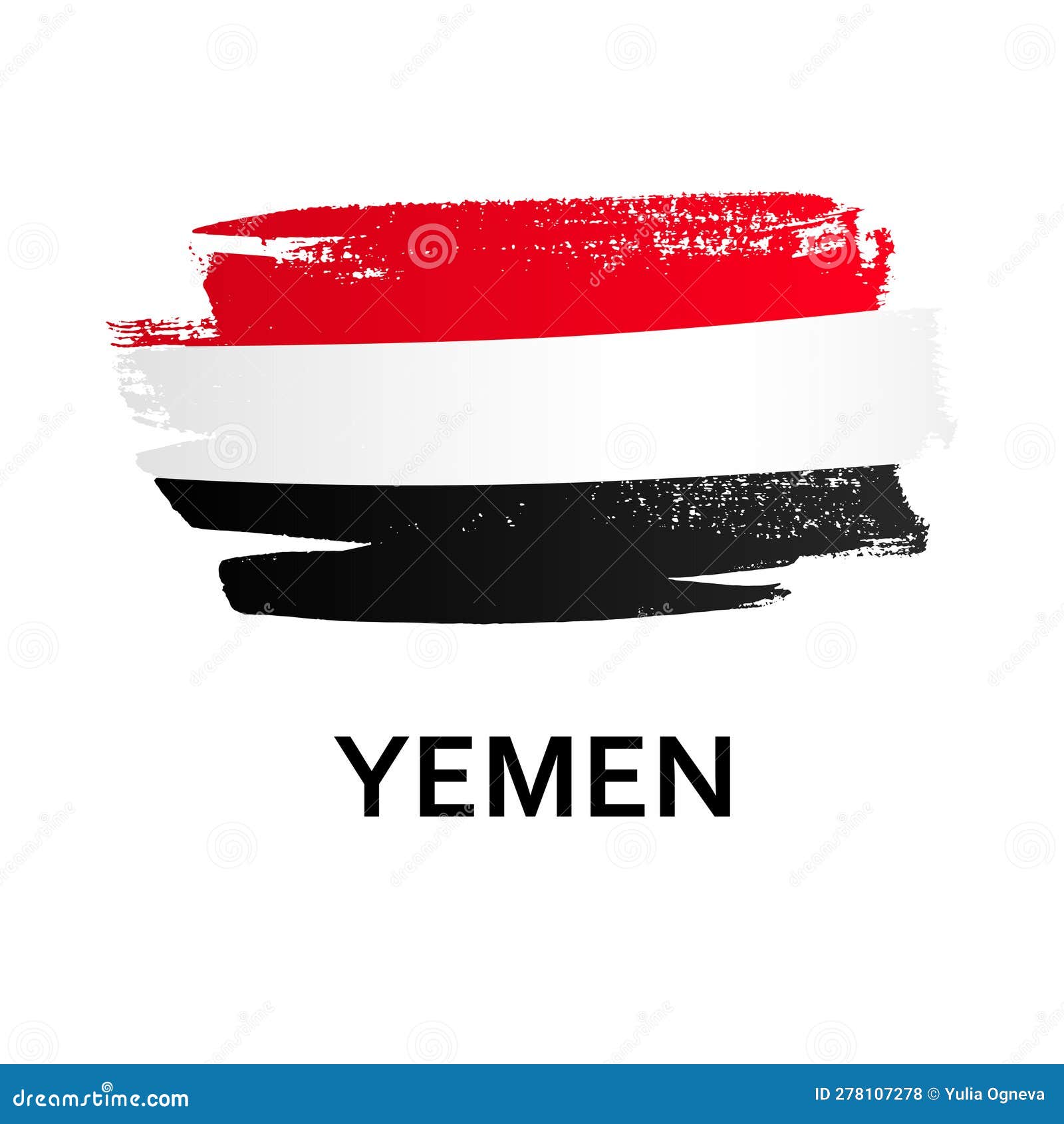 National Symbol - Flag of Yemen Isolated on White Background. Hand ...
