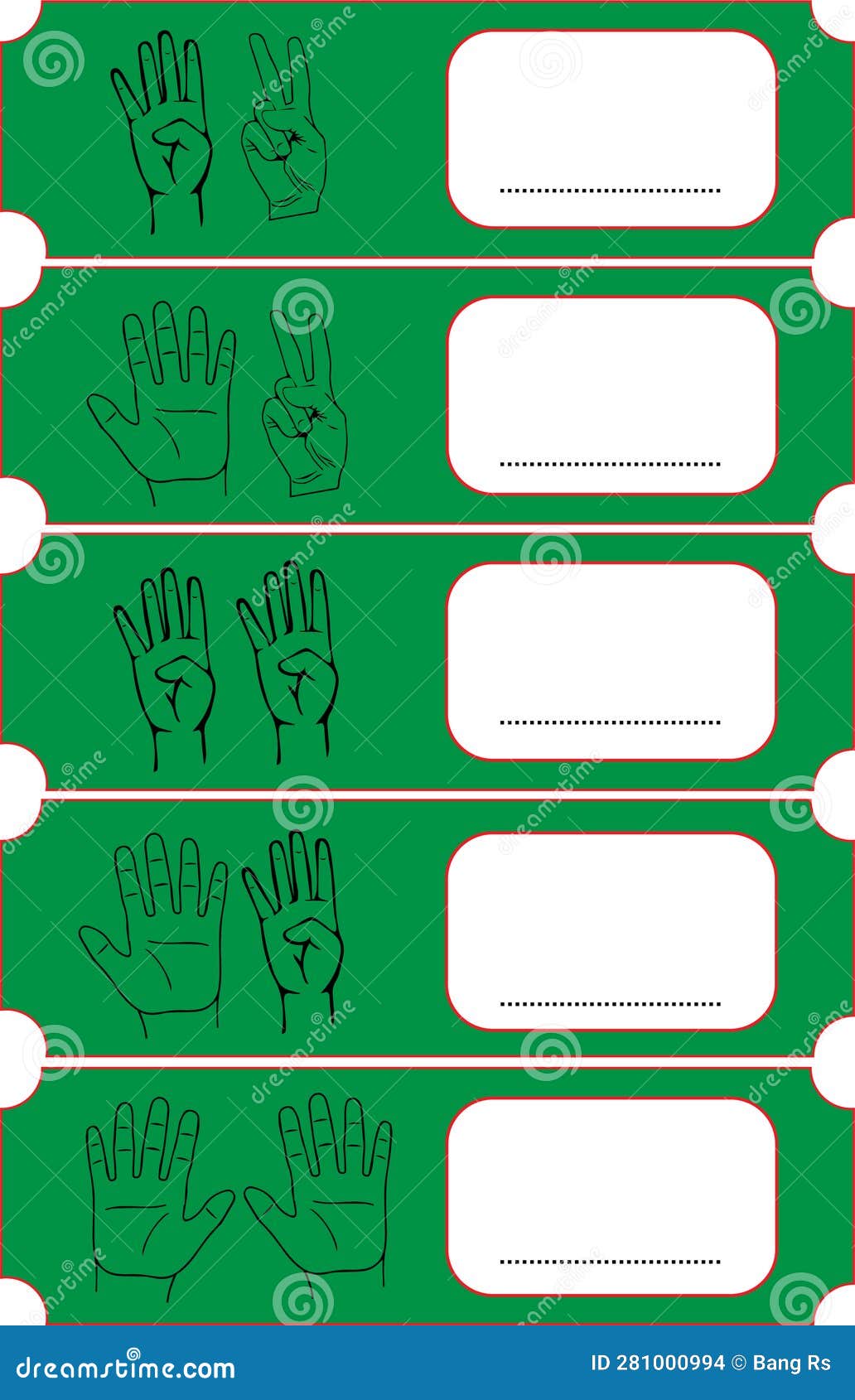 Hand Design Counting 6 To 10 for Children Stock Illustration ...