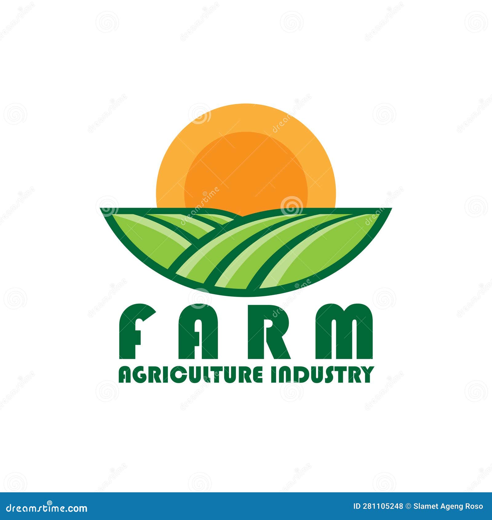 Farm Landscape Illustration Design Logo Stock Vector - Illustration of ...