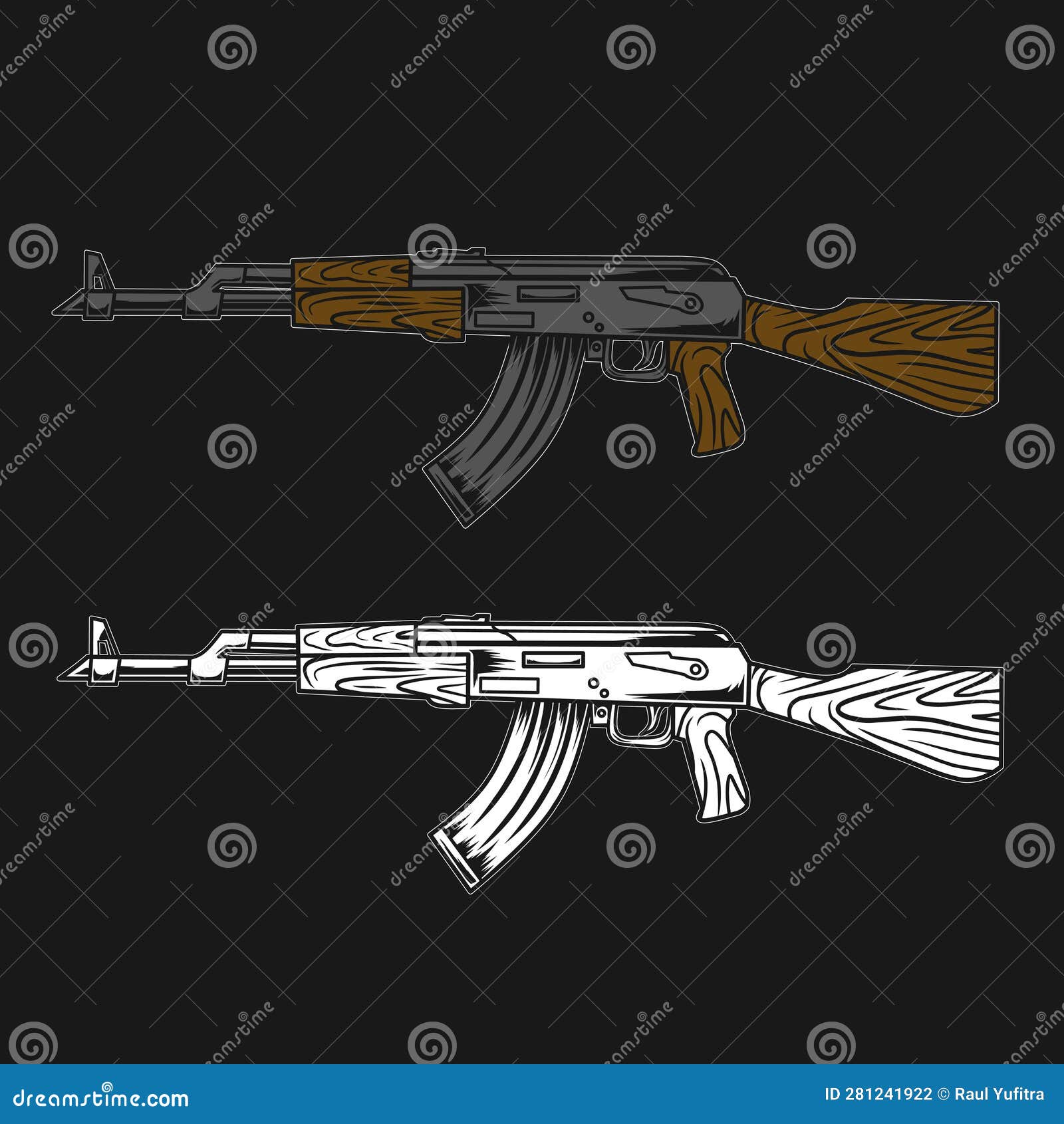 AK47 Assault Rifle Vector Drawing Stock Vector - Illustration of russia ...
