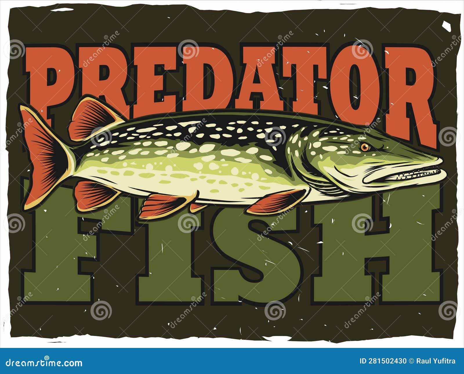 Predator Fish Poster Design Stock Vector - Illustration of teeth, lake ...