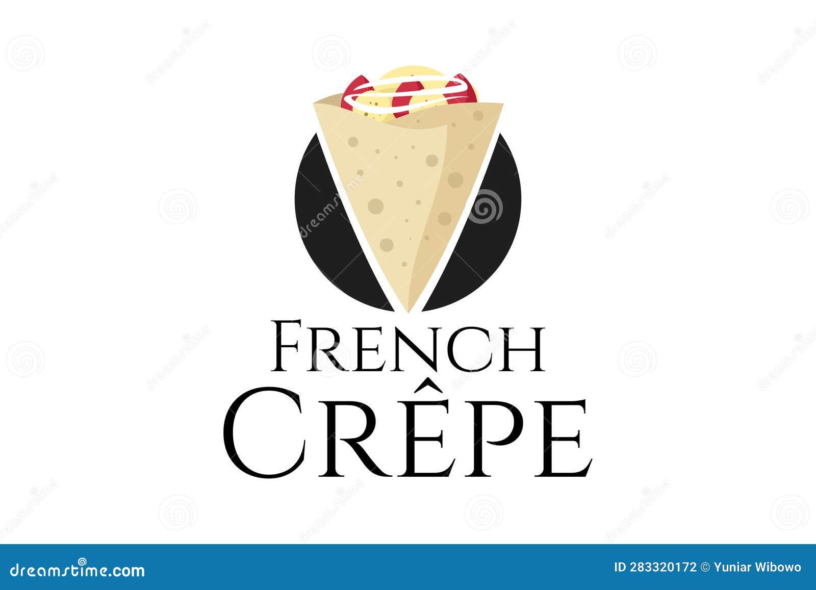 French Crepe or Crêpes Logo Vector Illustration. Vector Logo for Crepe ...
