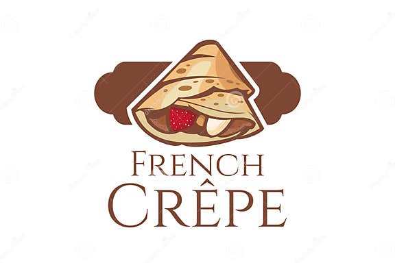 French Crepe or Crêpes Logo Vector Illustration. Vector Logo for Crepe ...