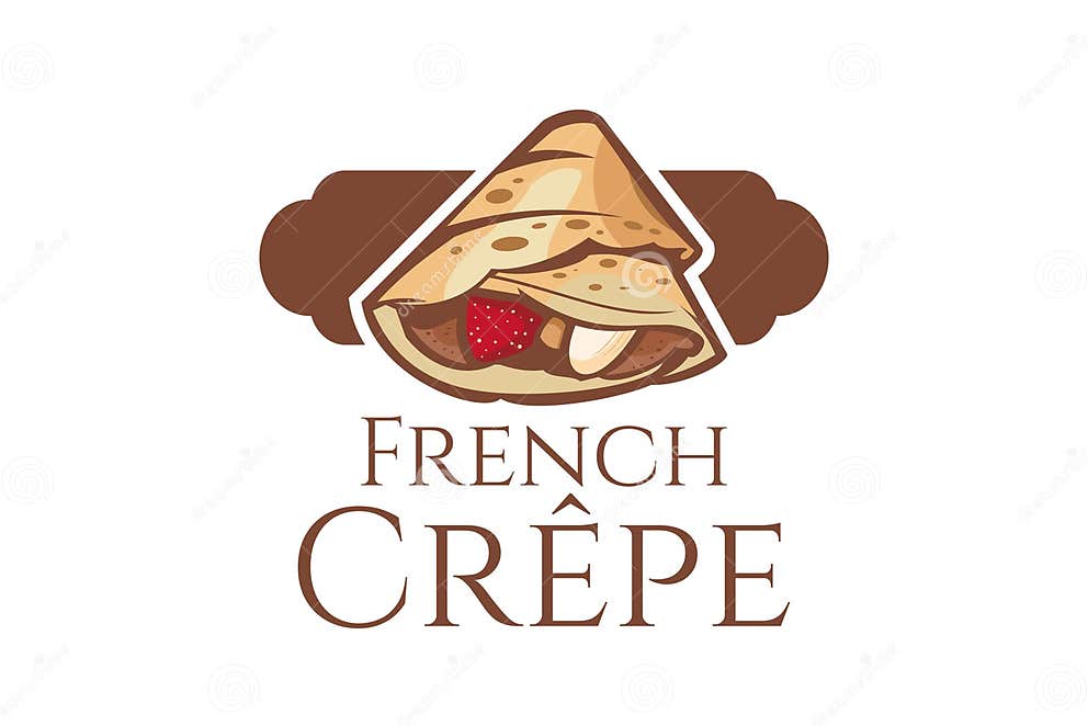 French Crepe or Crêpes Logo Vector Illustration. Vector Logo for Crepe ...