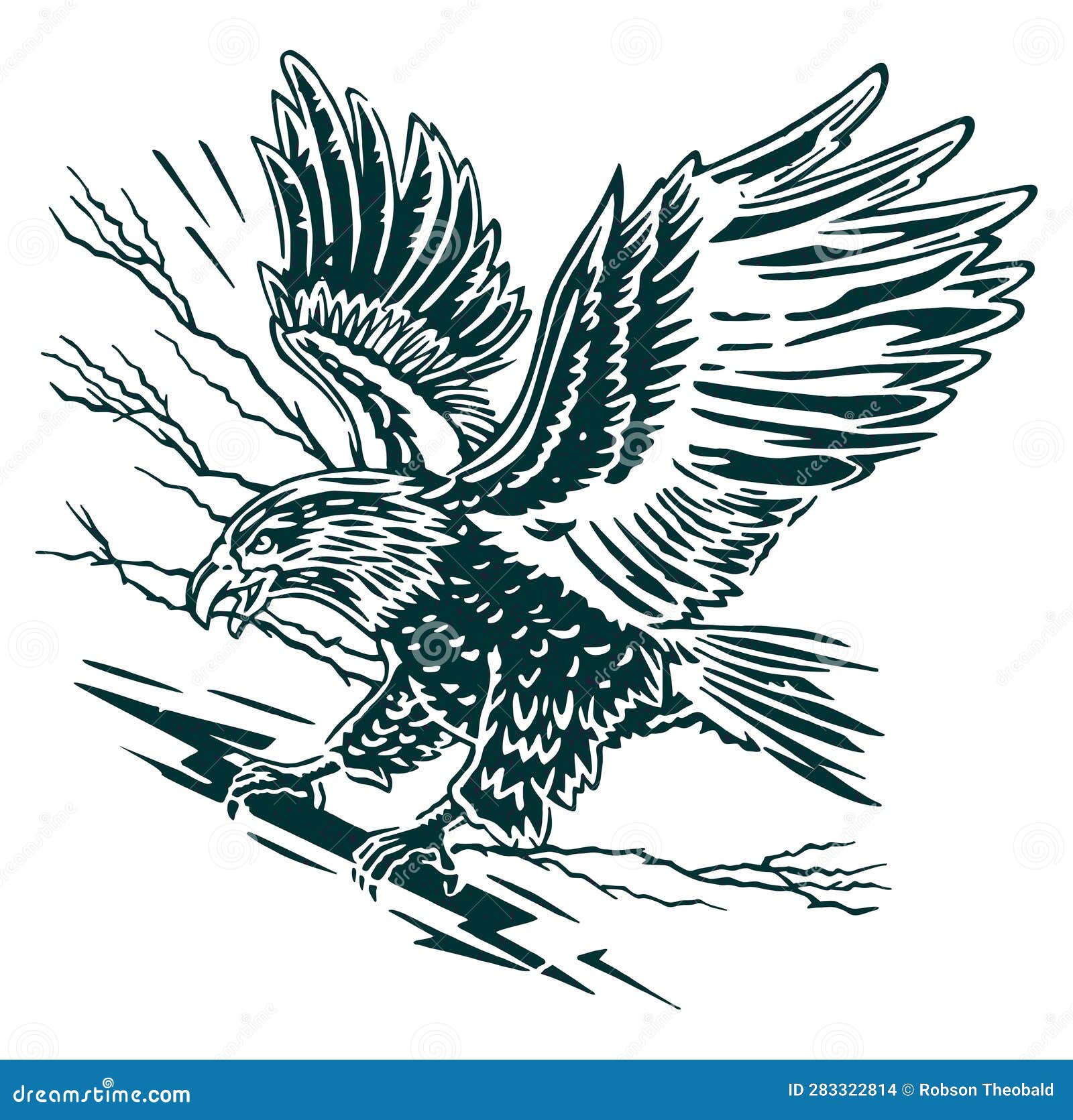 Eagle holding lightning. stock vector. Illustration of energy - 283322814