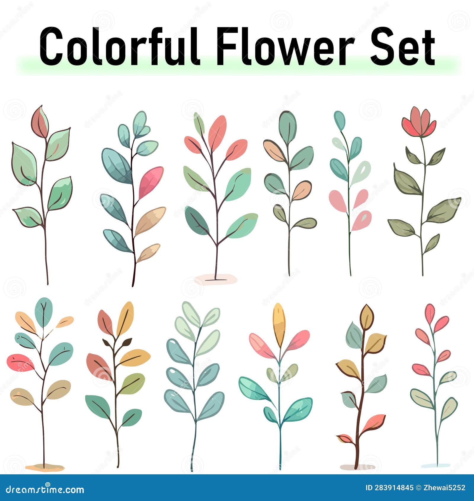 Colorful Plant Flower Drawing Vector, Eps, Jpg, Editable Stock Vector ...
