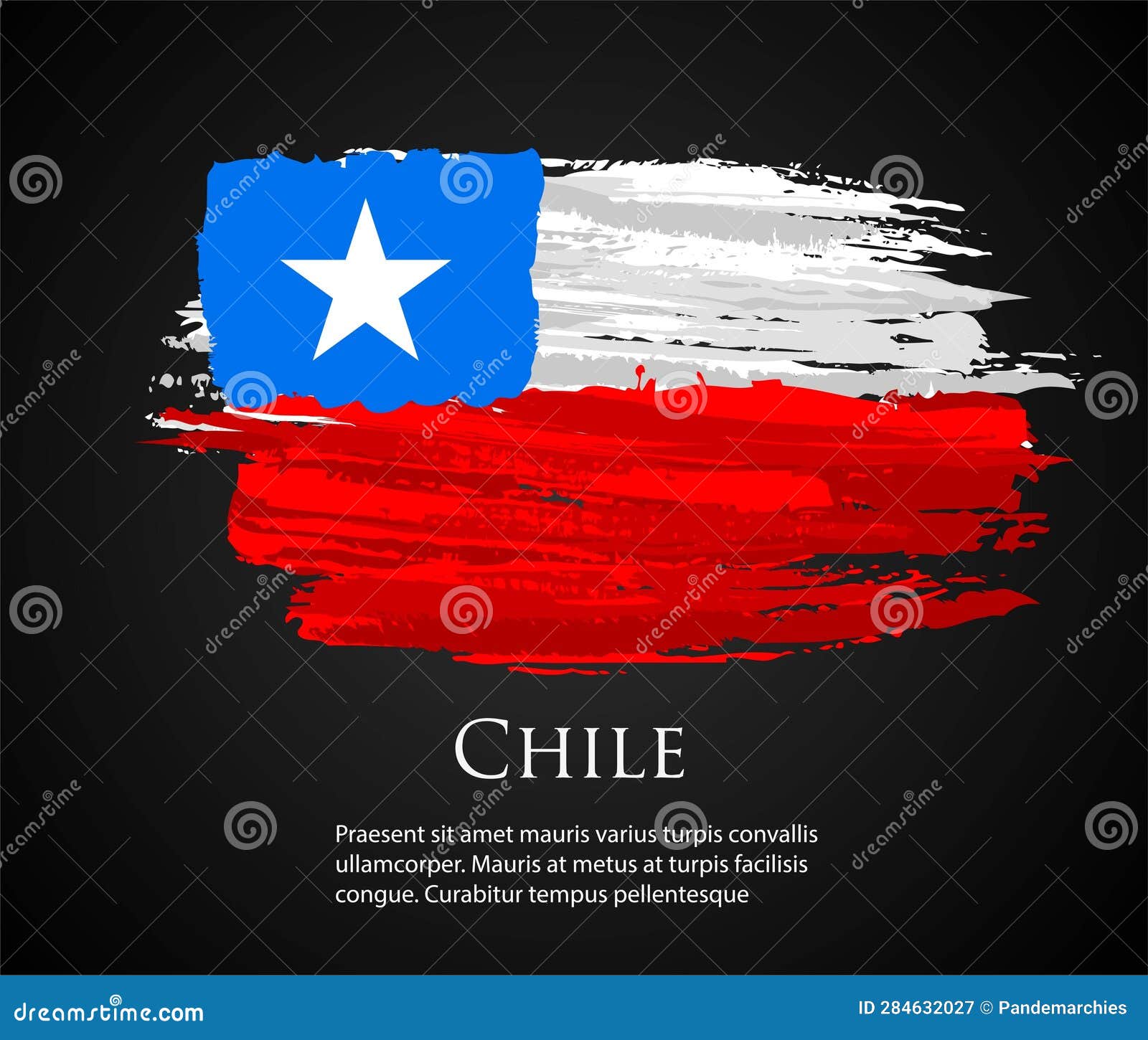 Vector Template Illustration Chile Flag South America Country Red White ...