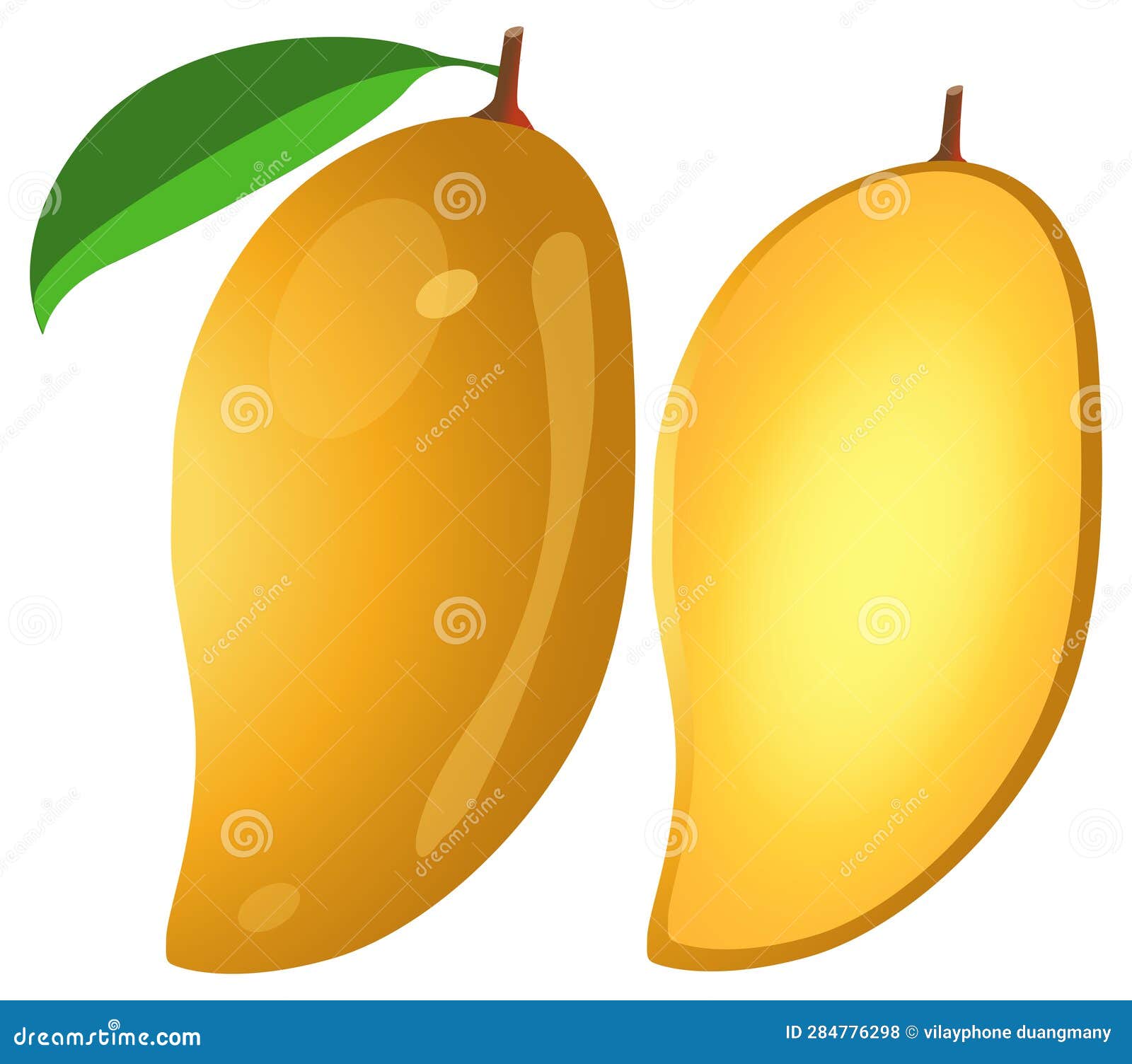 Yellow mango illustration stock vector. Illustration of slice - 284776298