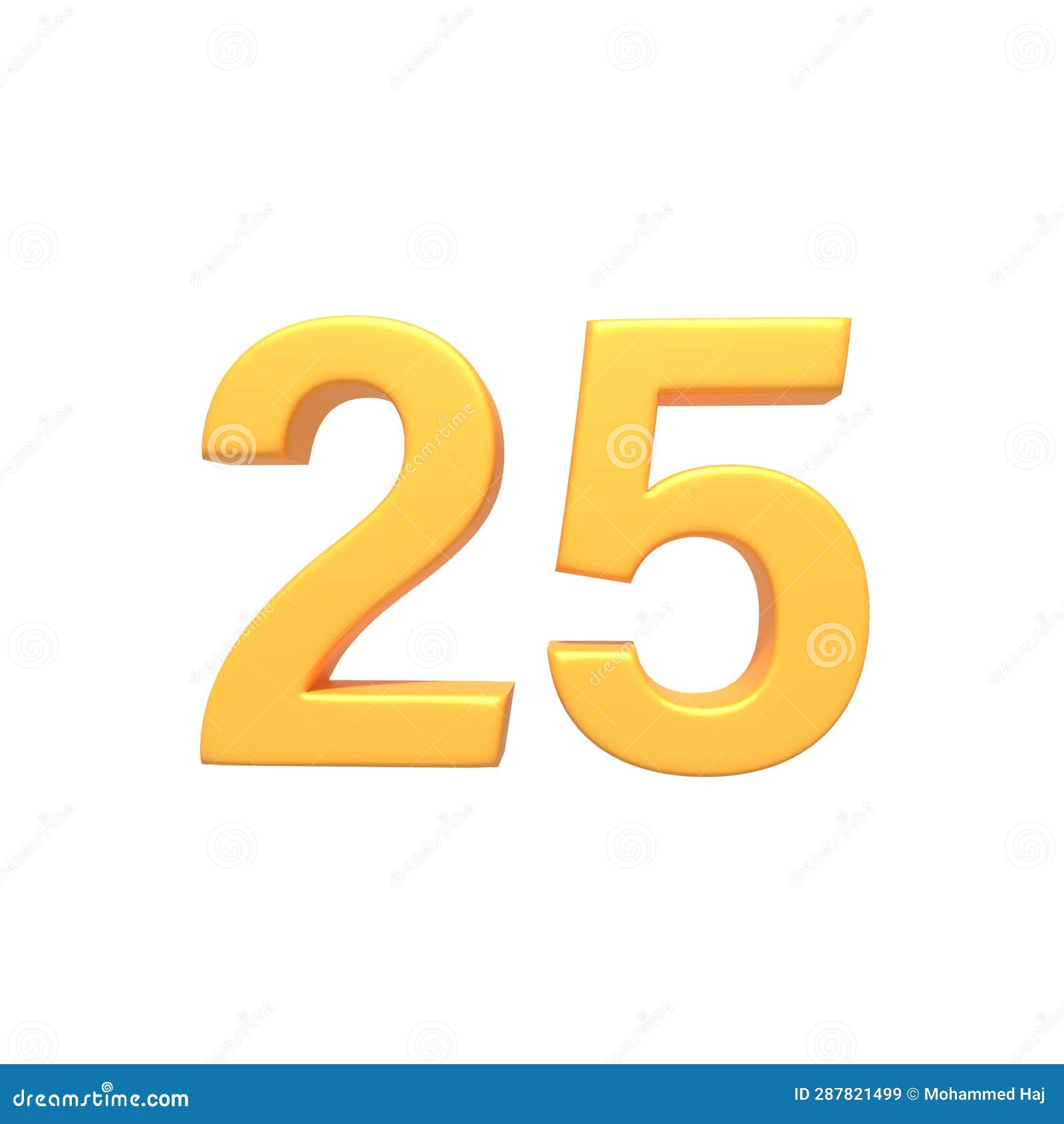 Photo 3d Illustration of Golden Number 25 Isolated on White Background ...