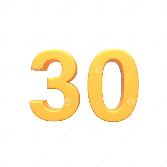 Photo 3d Illustration of Golden Number 30 Isolated on White Background ...