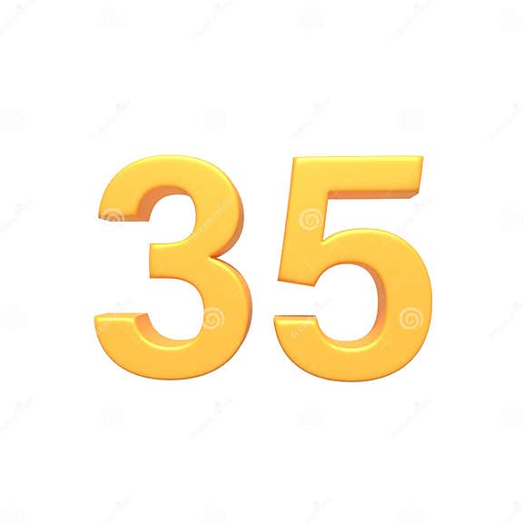 Photo 3d Illustration of Golden Number 35 Isolated on White Background ...