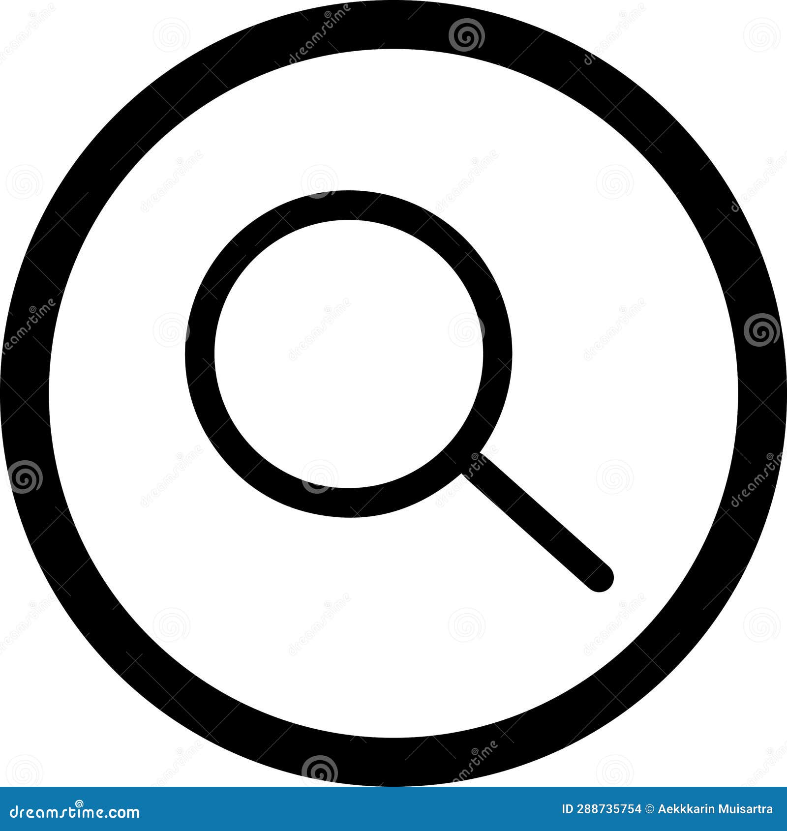 A Black Magnifying Glass is Centered on a White Circle with a Black ...