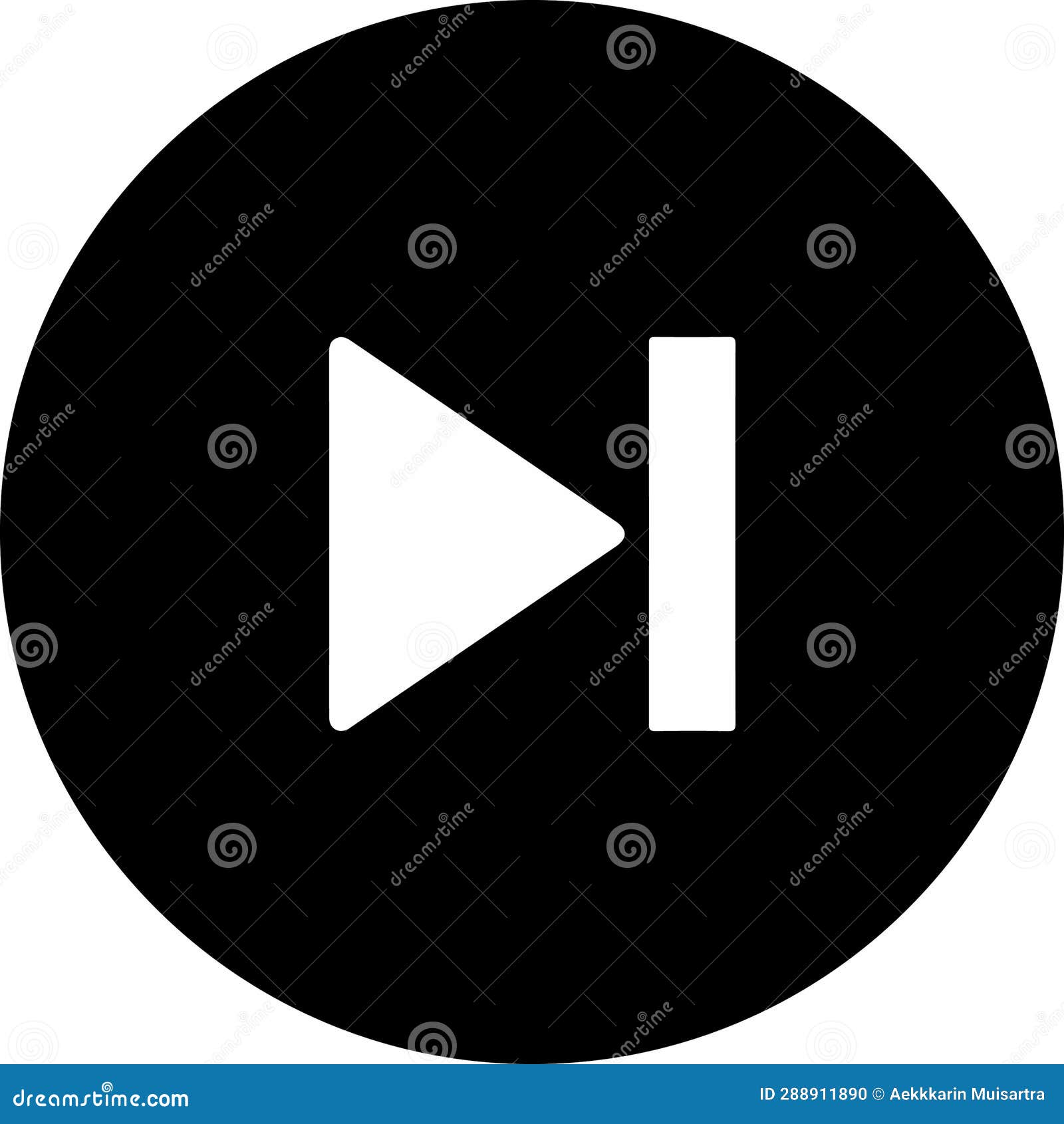 The White Skip Forward Button is in the Middle of a Black Circle Stock ...