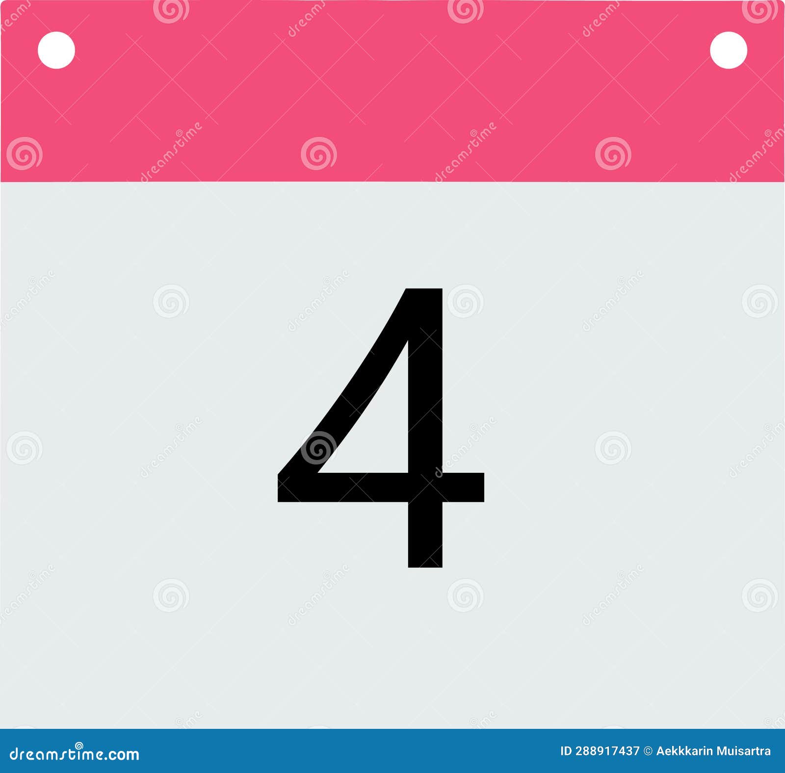 Header Calendar Pink Bottom Gray Black Number 4 Stock Illustration ...