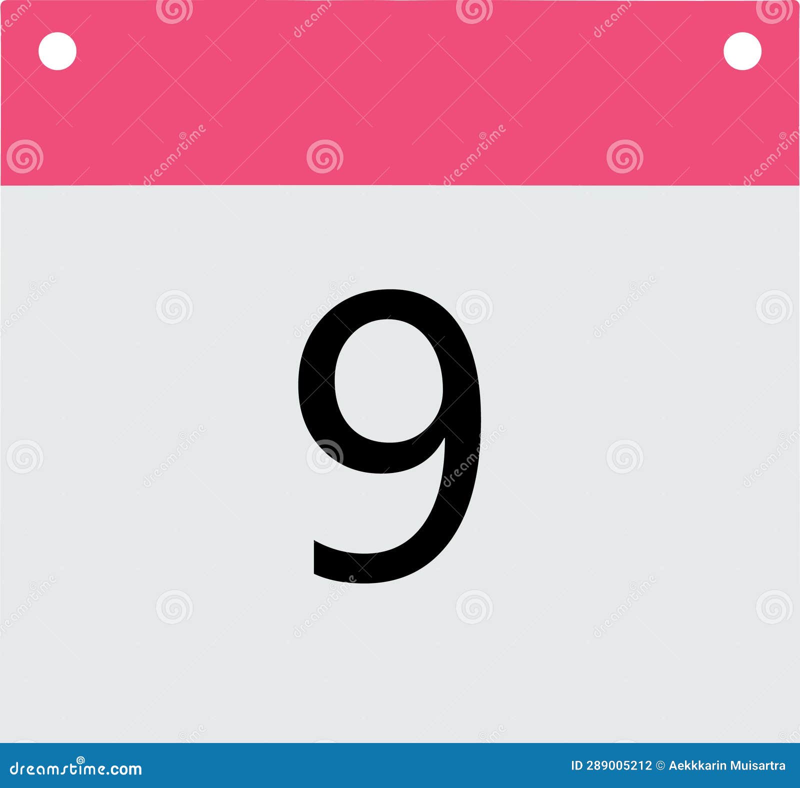 Header Calendar Pink Bottom Gray Black Number 9 Stock Illustration ...