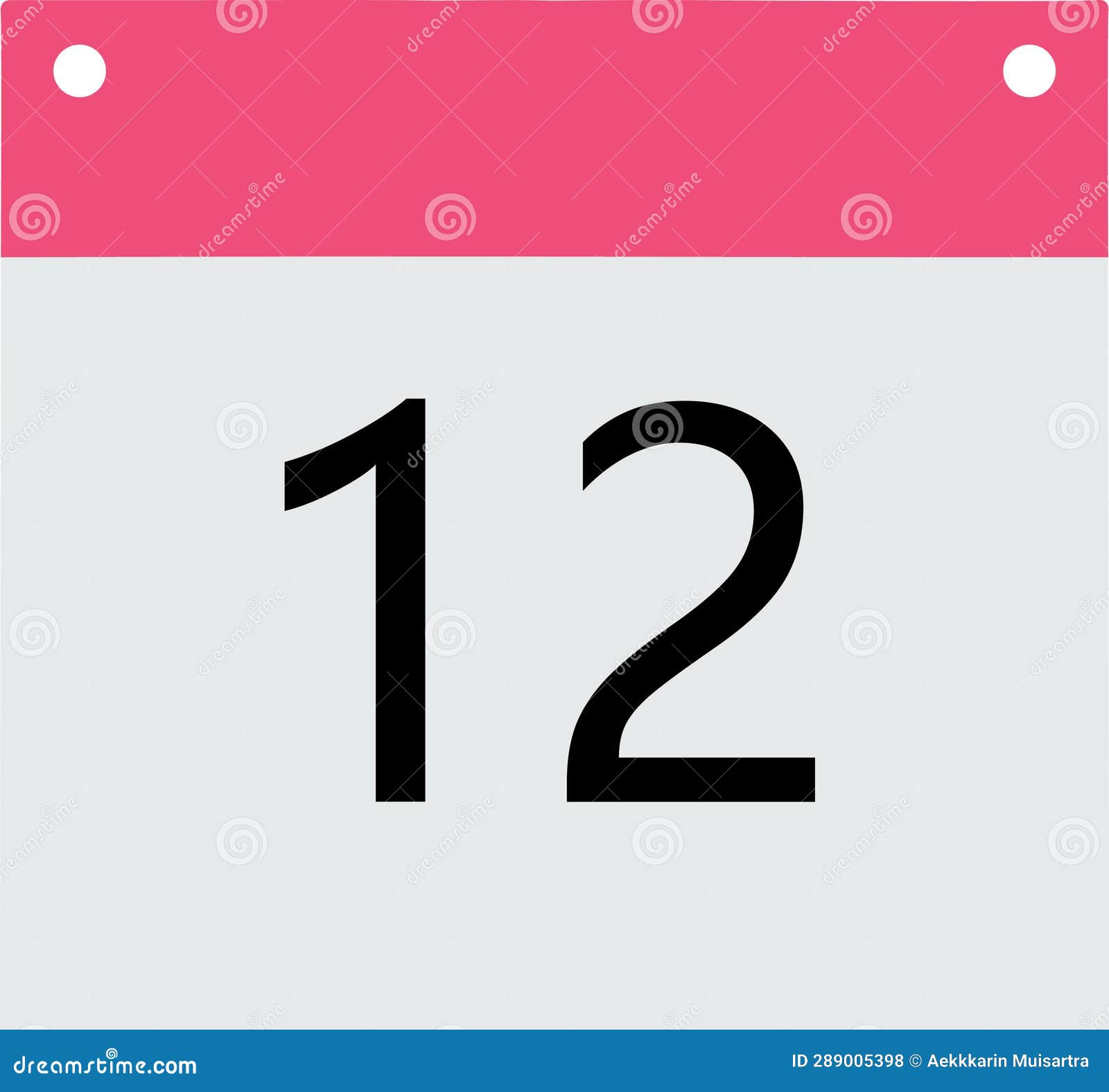 Header Calendar Pink Bottom Gray Black Number 12 Stock Illustration ...