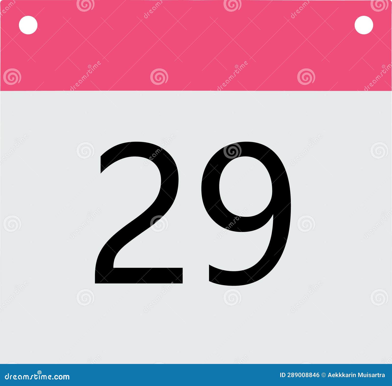 Header Calendar Pink Bottom Gray Black Number 29 Stock Illustration ...