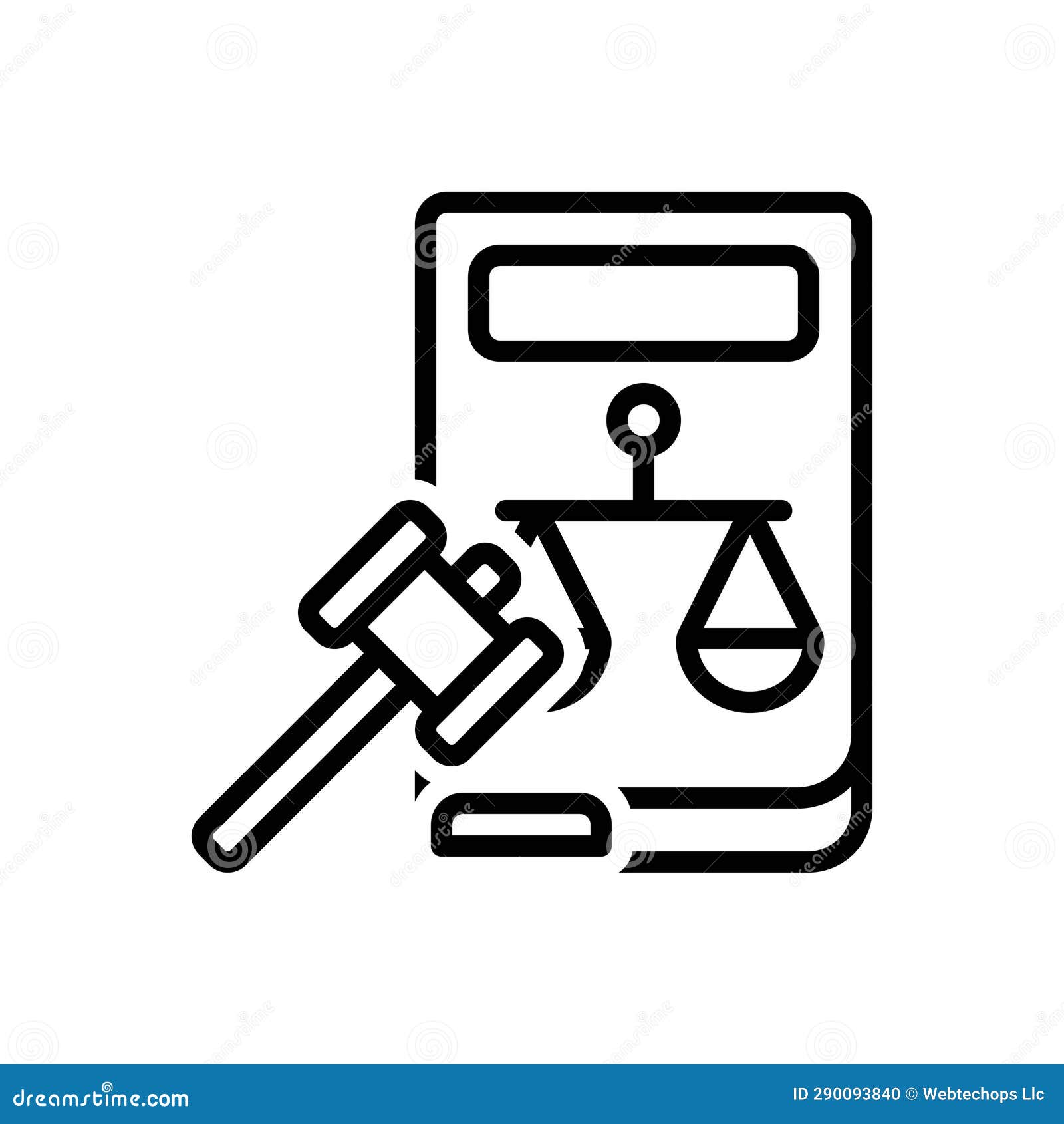 Black Line Icon for Legitimate, Hammer and Document Stock Vector ...