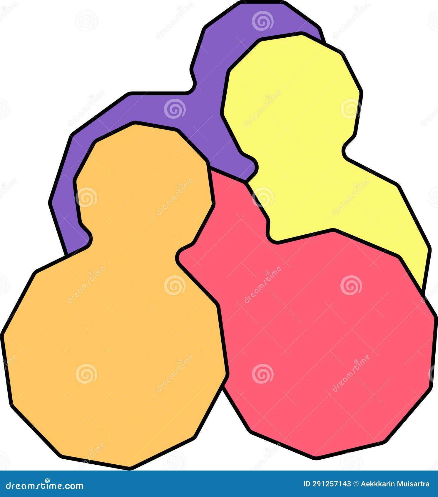 4 Color Square Man, Red Yellow Orange Purple Stock Illustration ...