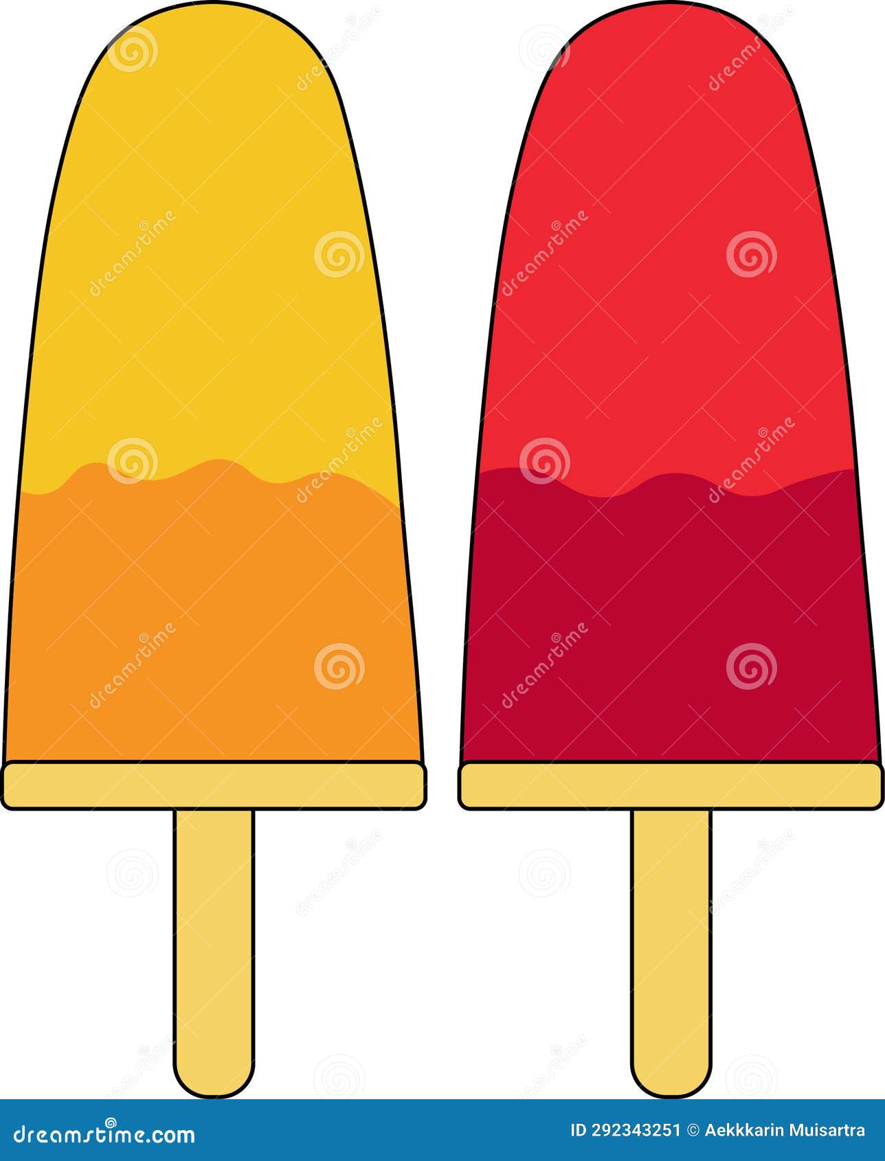 2 Popsicles, Yellow and Red Stock Vector - Illustration of isolated ...