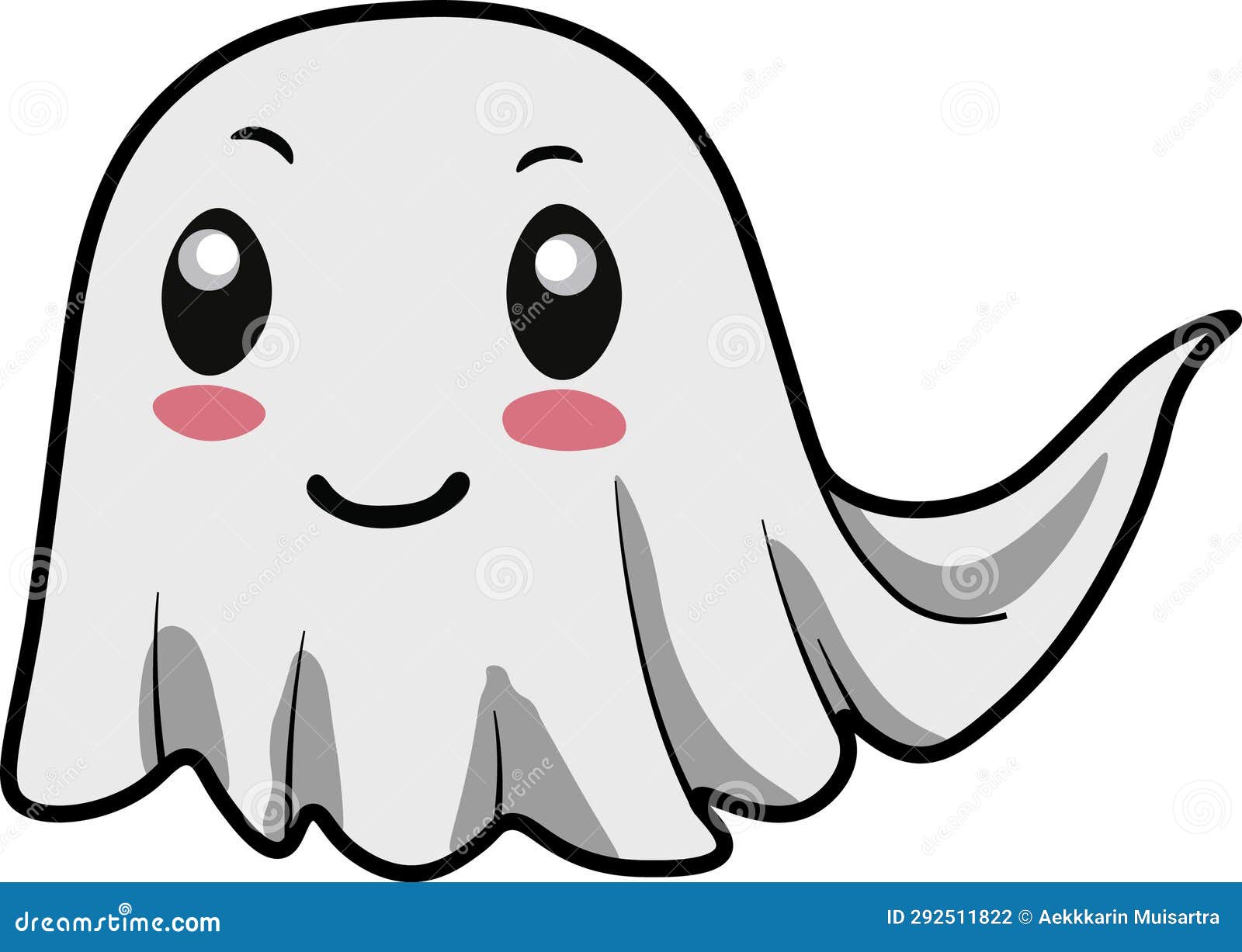 Little Ghost in White Robbery with Cute Face Stock Vector ...