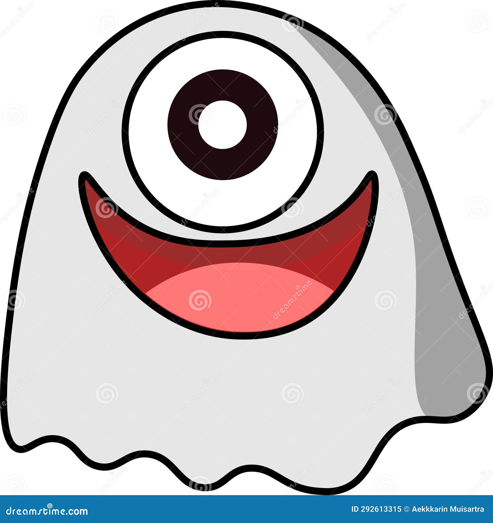 Cute Little Gray Cartoon Ghost with One Eye Stock Vector - Illustration ...