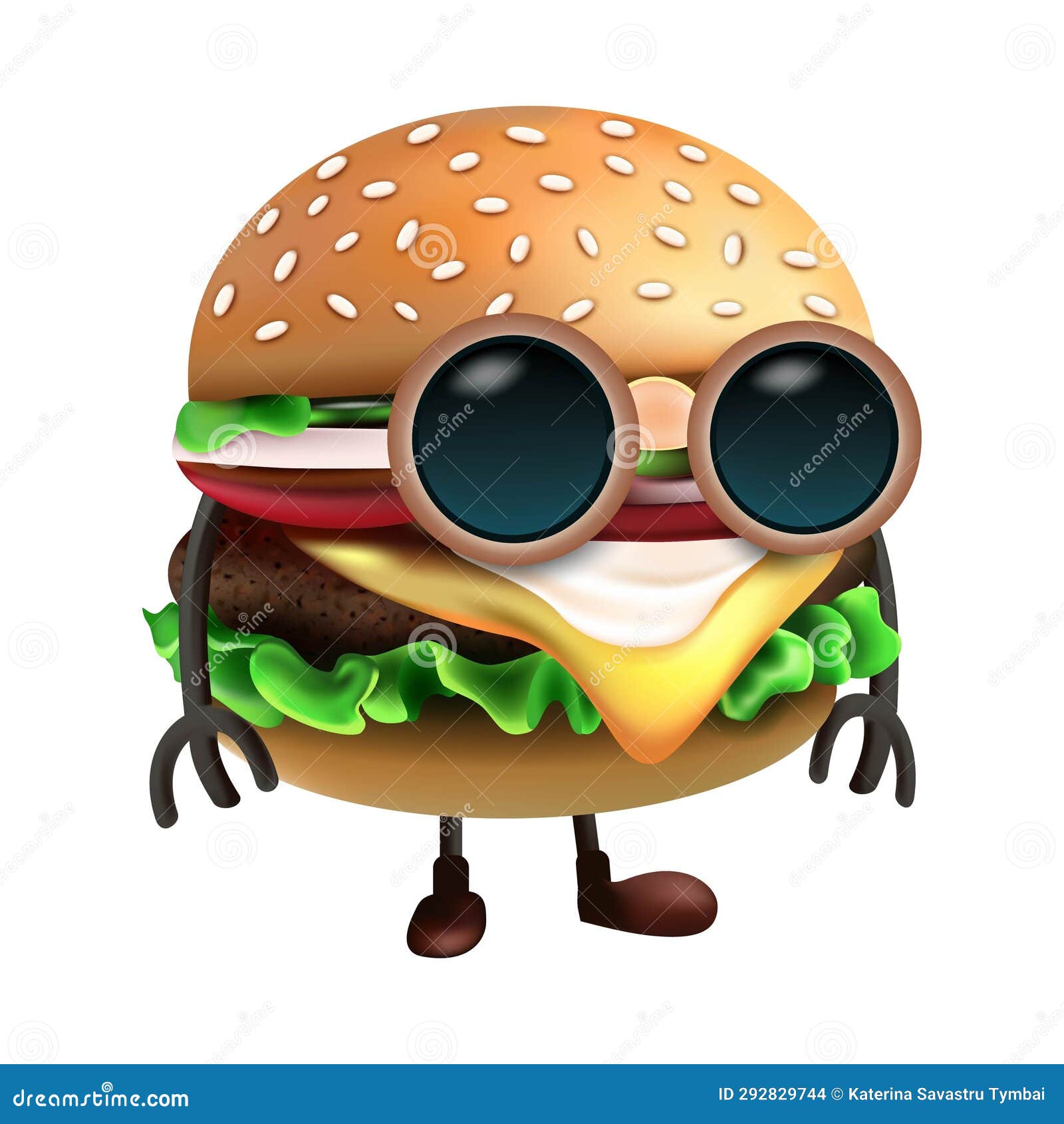 Hamburger. Comic Funny Character. Stock Vector - Illustration of ...