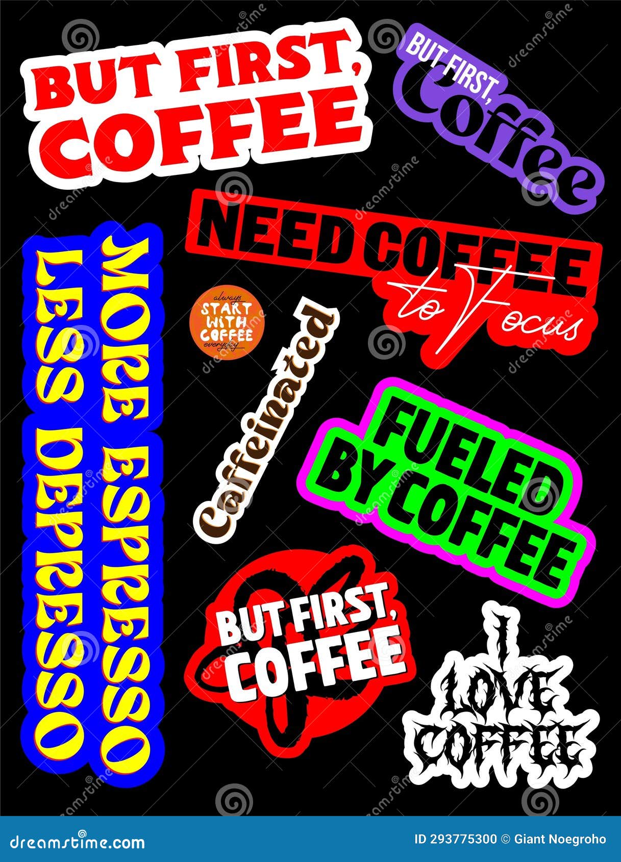 Vector Set of Coffee Stickers. Colorful Patch Badges for Cafe or Coffee ...
