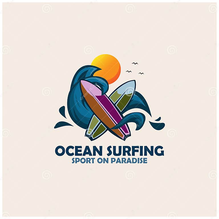 Illustration of Surfing Sport Logo Vector. Stock Vector - Illustration ...