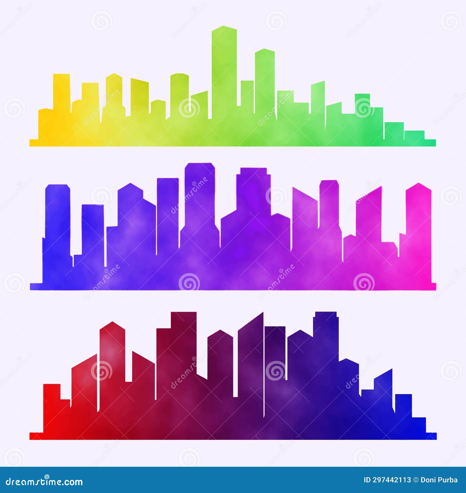 Buildings Silhouette Icon Set Vector with Colorful Background Stock ...