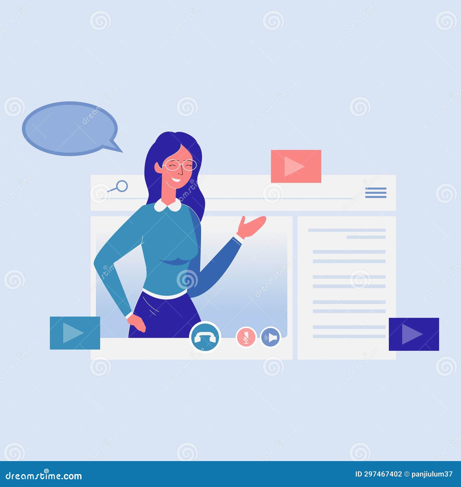 Illustration Vector E-Learning Training Solutions on Video Stock Vector - Illustration of mobile ...