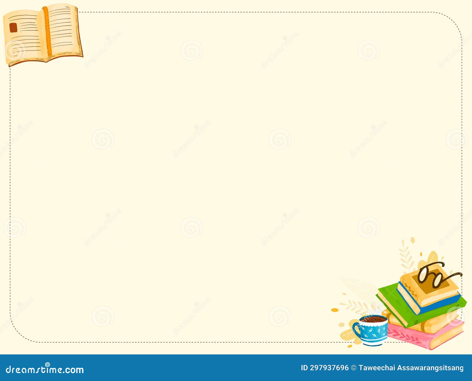 Autumn Read Book Frame Corner Edge Decoration Board Vector Illustration ...