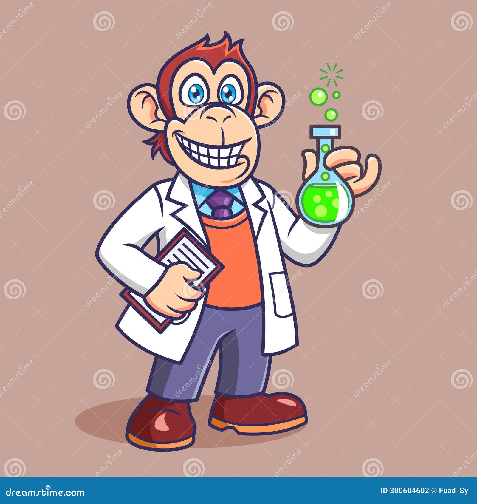 Cute Monkey As a Scientist Animal Cartoon Character Vector Illustration ...