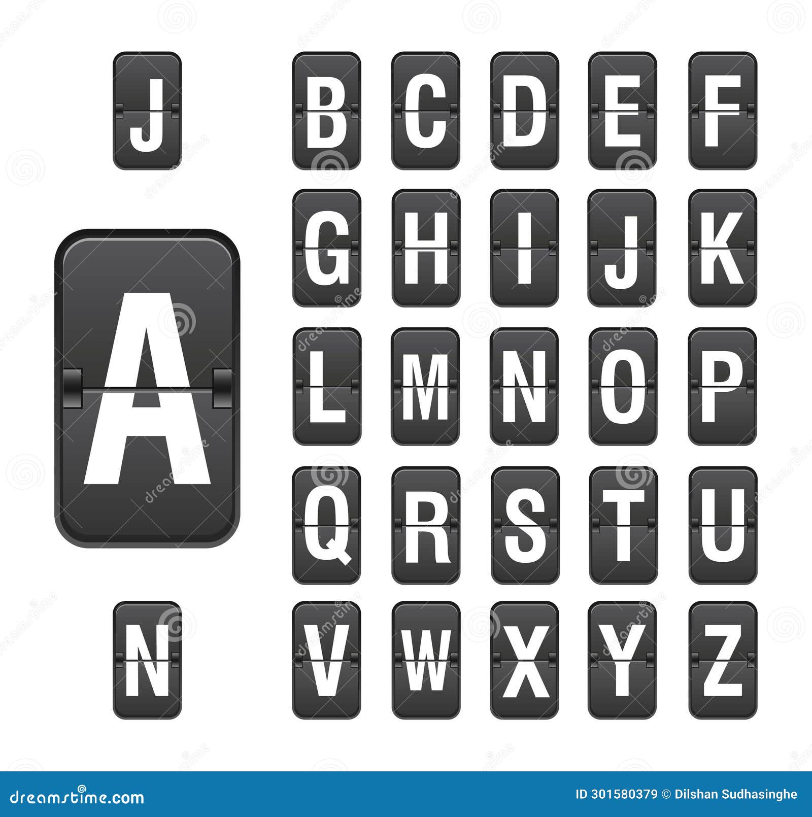 Flip Font With Alphabet And Numbers. Flip Font For Text And Time In ...