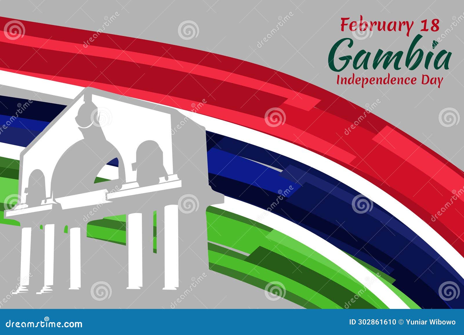 February 18, Independence Day of Gambia Vector Illustration. Stock ...