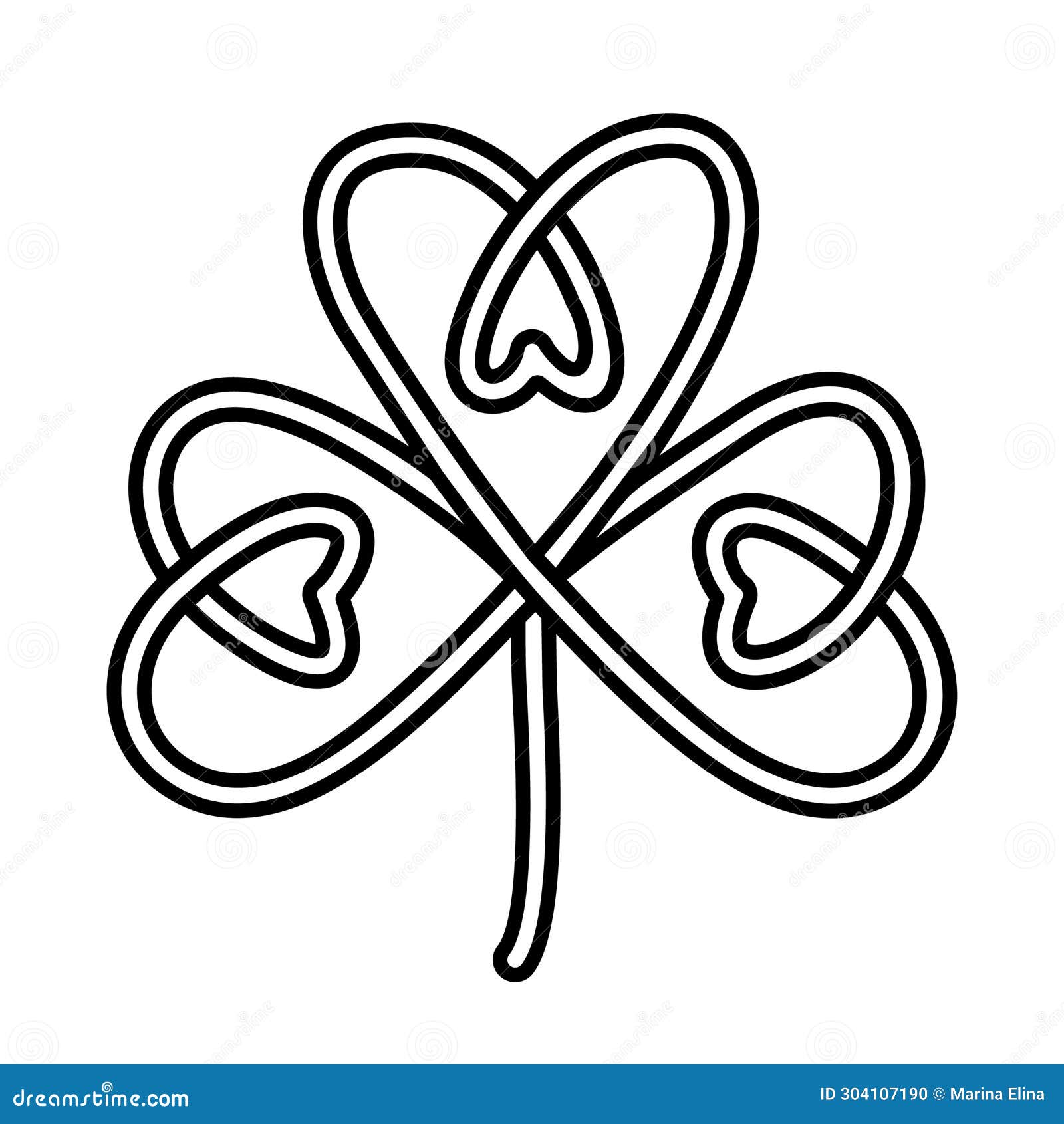 Stylized Irish Clover Line Art Vector Illustration. Stock Vector ...