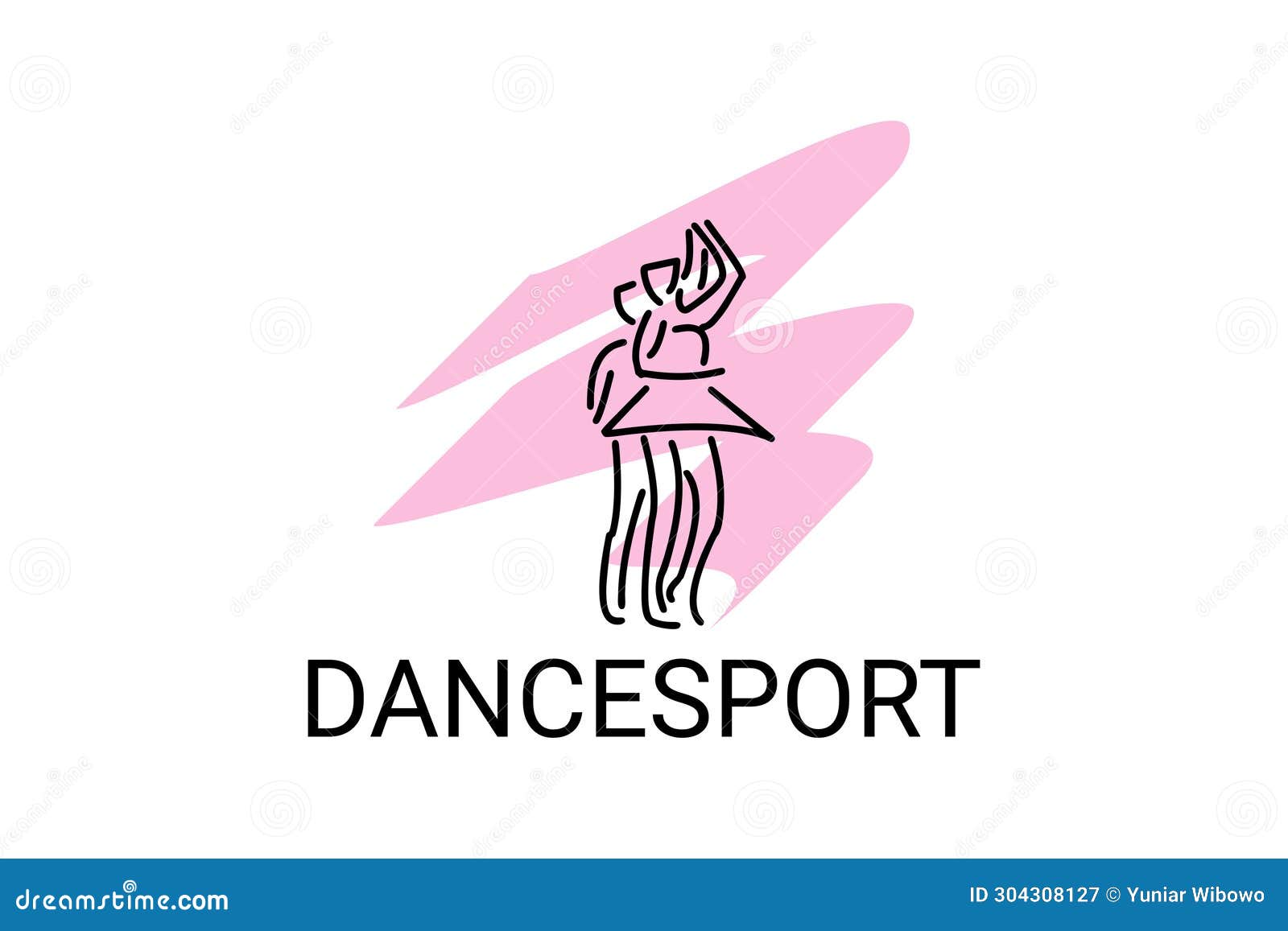 Dancesport Sport Vector Line Icon. a Couple of Dancers are Dancing in ...