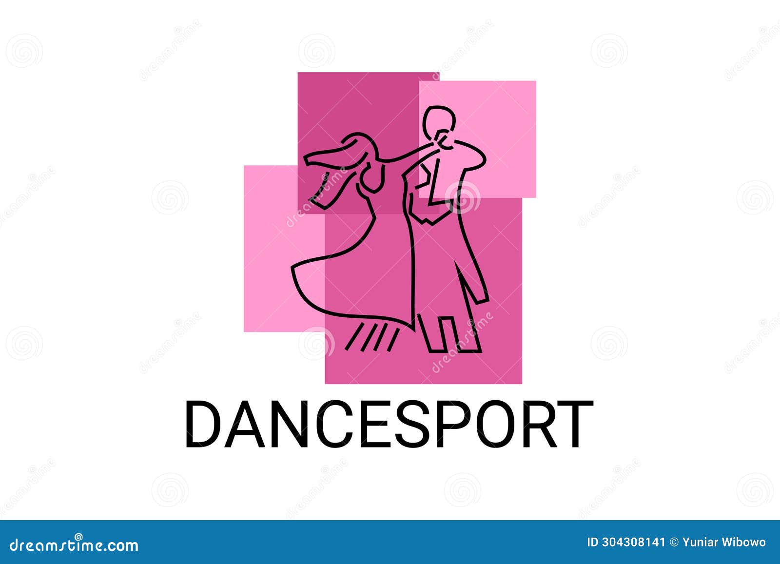 Dancesport Sport Vector Line Icon. a Couple of Dancers are Dancing in ...