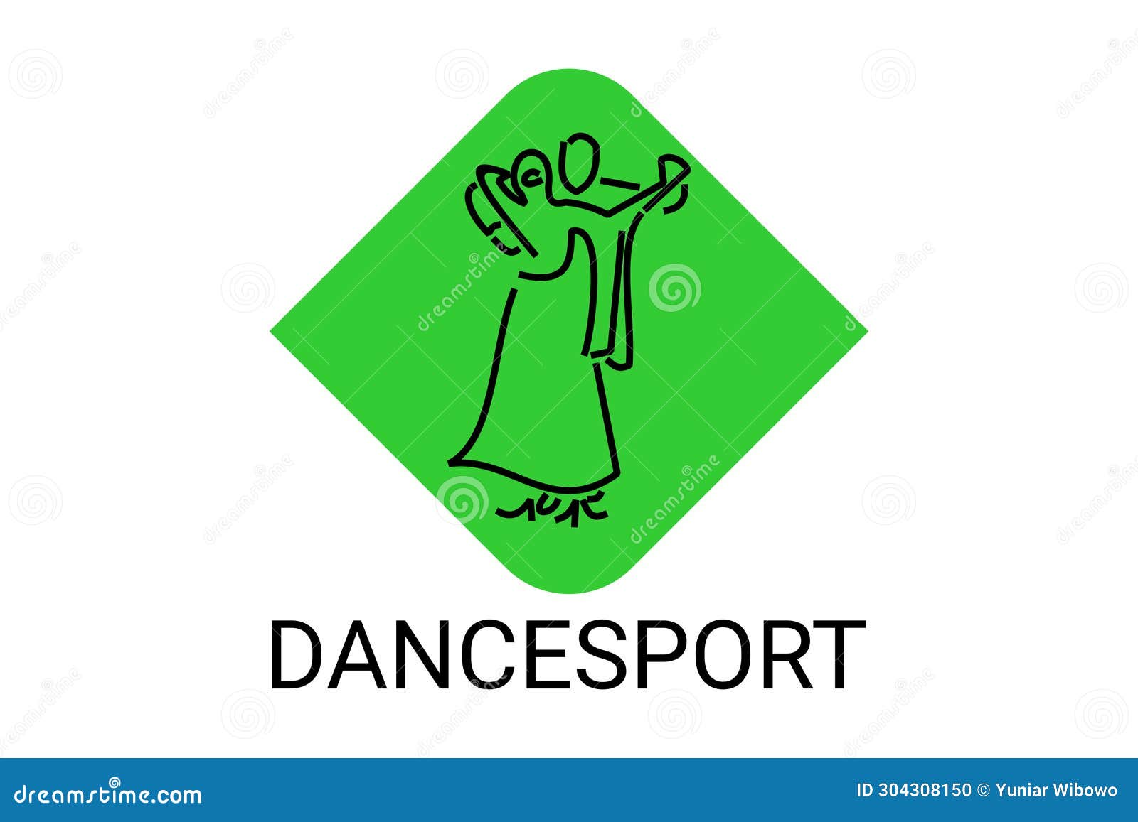 Dancesport Sport Vector Line Icon. a Couple of Dancers are Dancing in ...