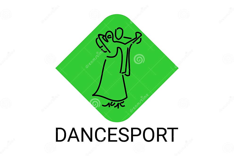 Dancesport Sport Vector Line Icon. a Couple of Dancers are Dancing in ...