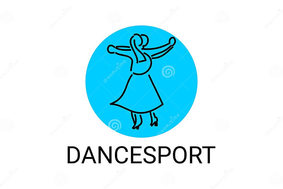 Dancesport Sport Vector Line Icon. a Couple of Dancers are Dancing in ...