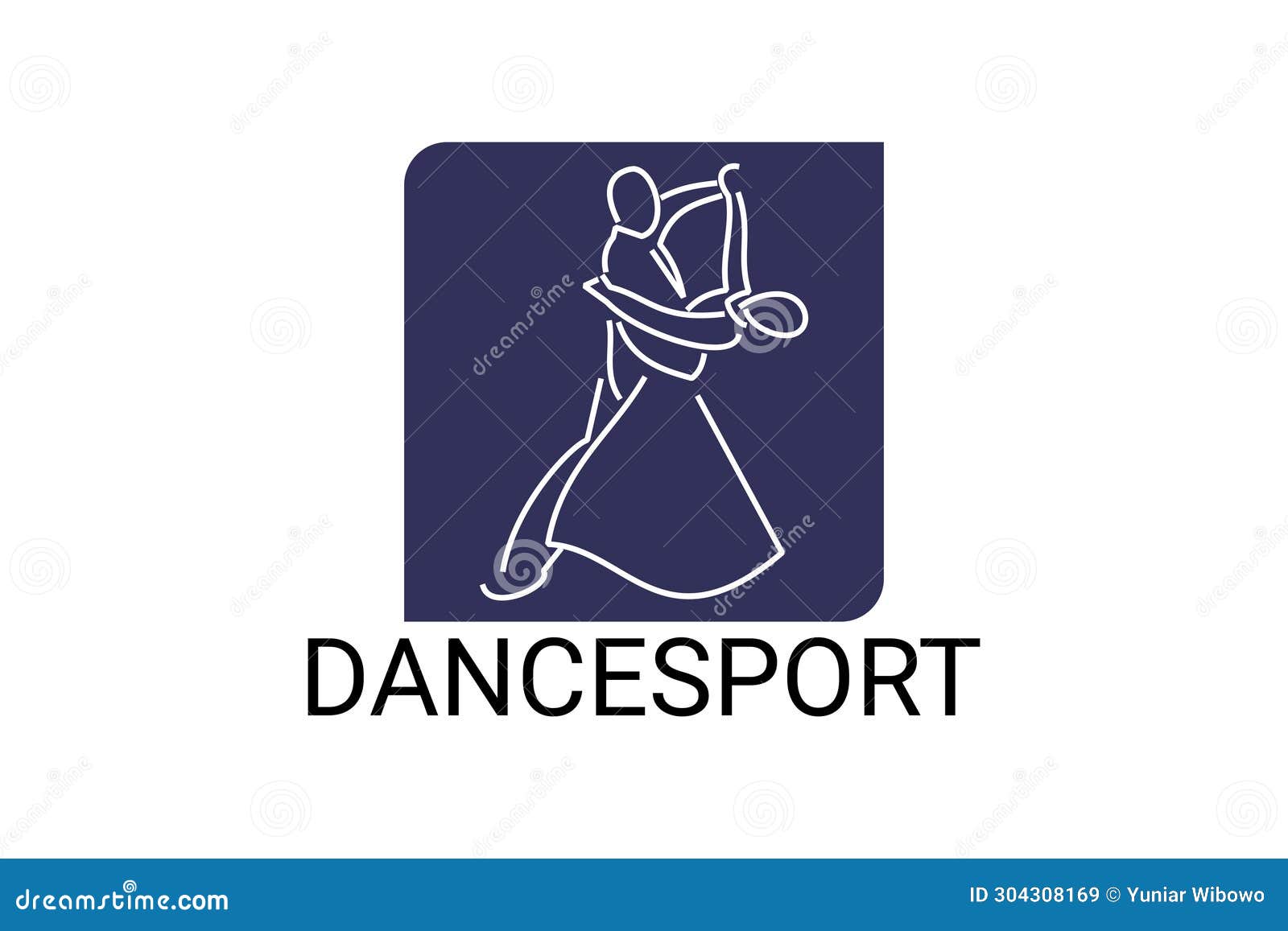 Dancesport Sport Vector Line Icon. a Couple of Dancers are Dancing in ...