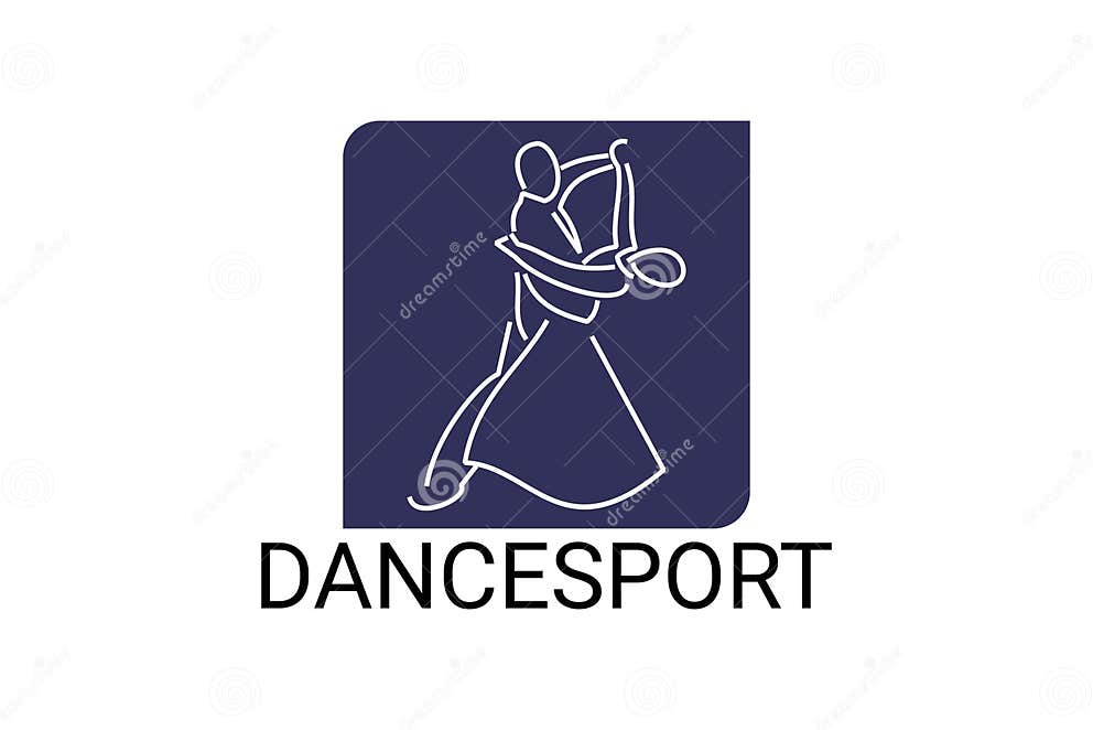 Dancesport Sport Vector Line Icon. a Couple of Dancers are Dancing in ...