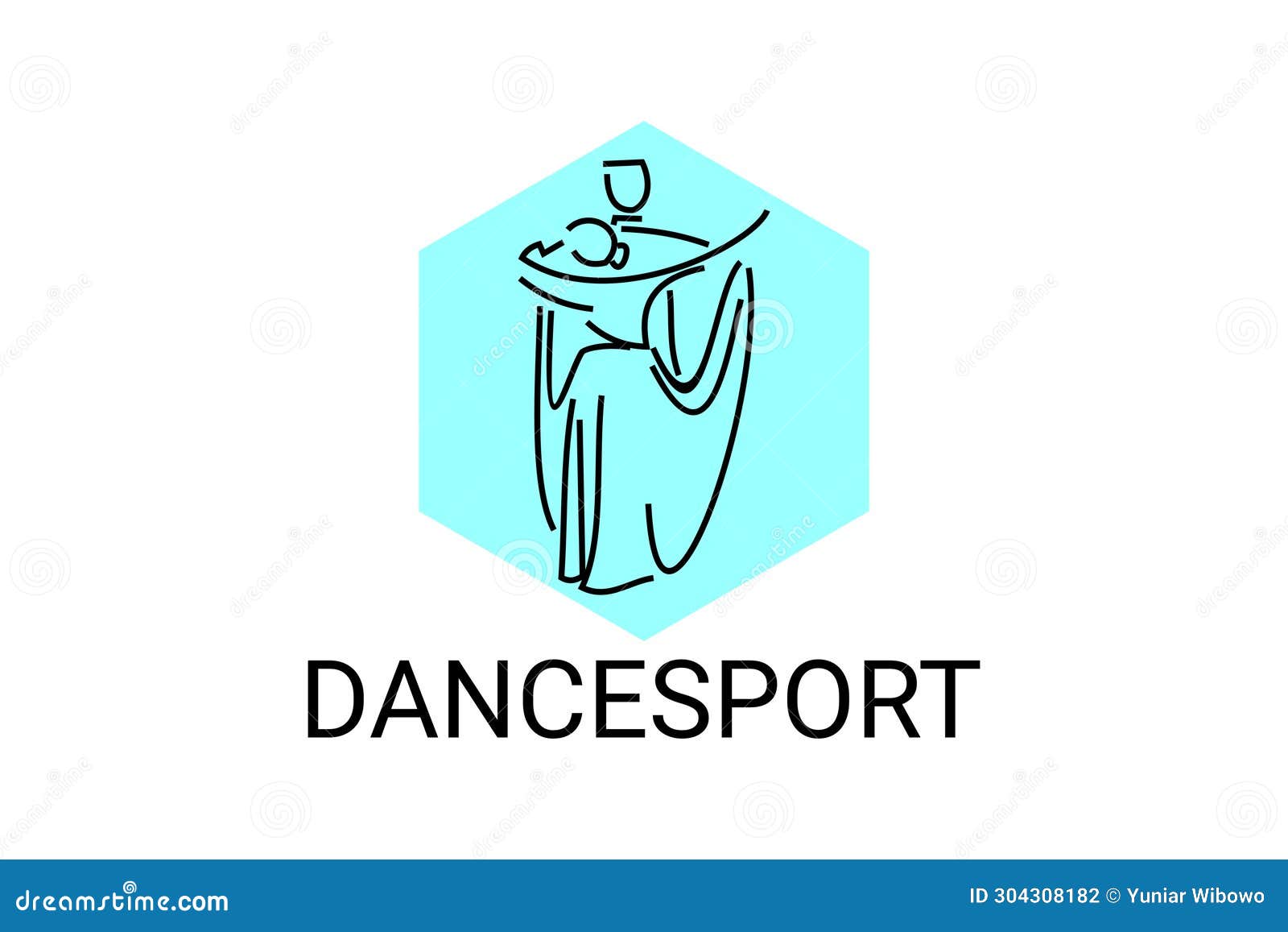 Dancesport Sport Vector Line Icon. a Couple of Dancers are Dancing in ...