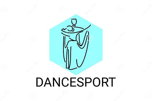 Dancesport Sport Vector Line Icon. a Couple of Dancers are Dancing in ...