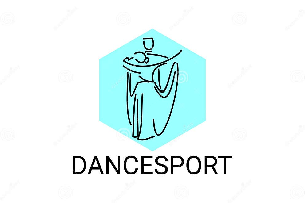 Dancesport Sport Vector Line Icon. a Couple of Dancers are Dancing in ...